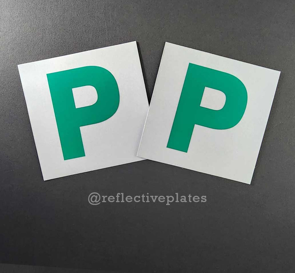 Reflective Green P Plates - 2 Plate Set for Night-Time Driving ...